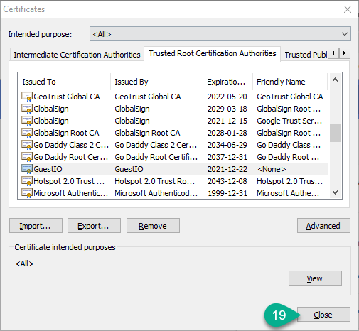 How do I install the GuestIO certificate for Internet Explorer?