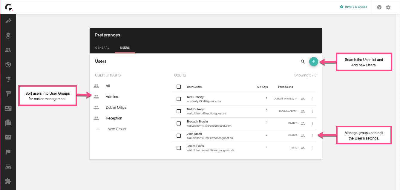 How do I change the settings of my Traction Guest account?