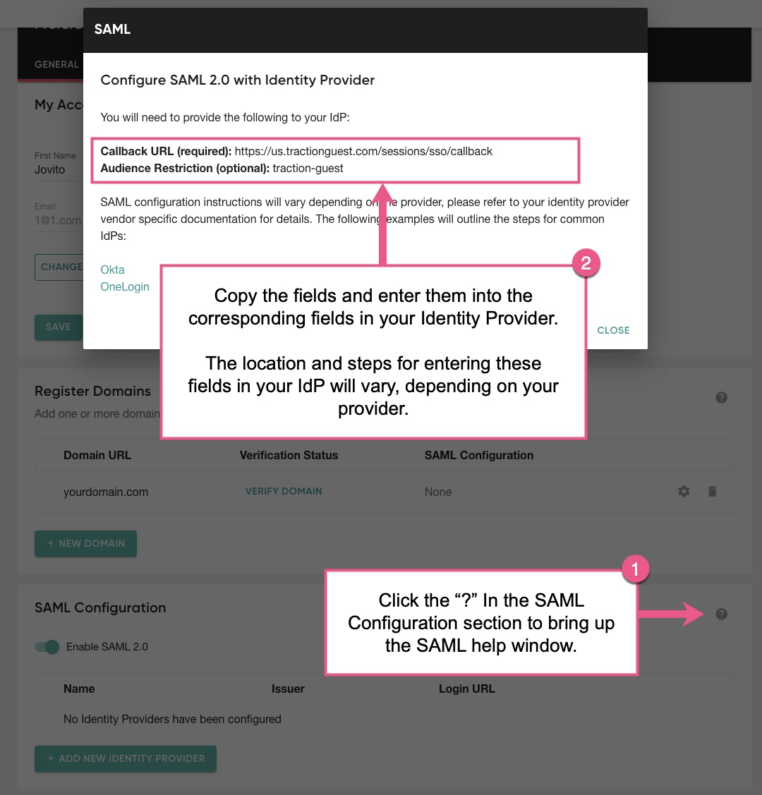 How do I integrate my SSO/SAML Identity Provider with Traction Guest?