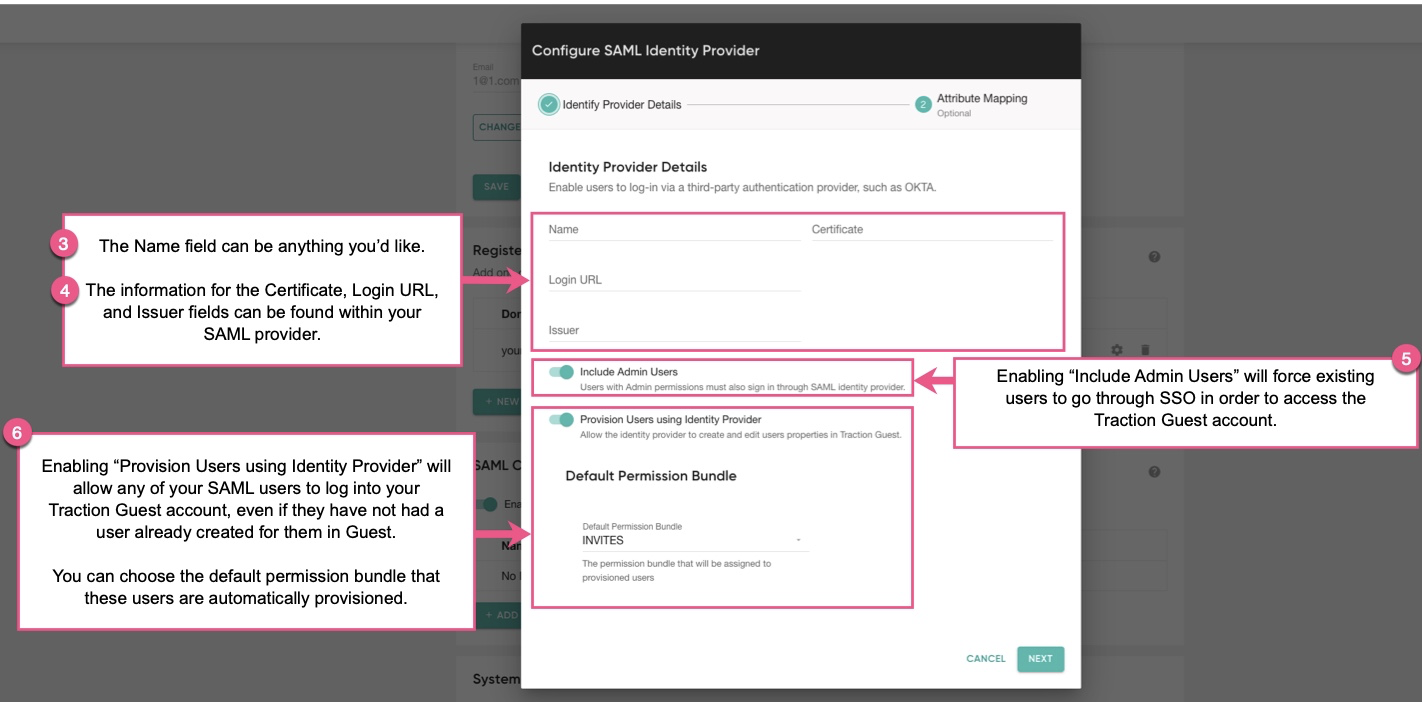 How do I integrate my SSO/SAML Identity Provider with Traction Guest?