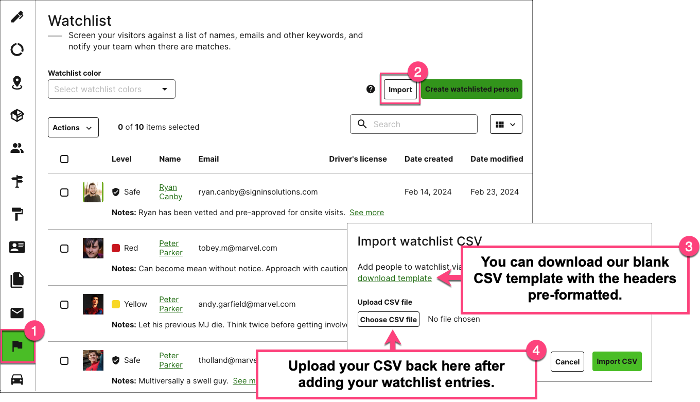 How Do I Add A Person To The Watchlist or Safe List?