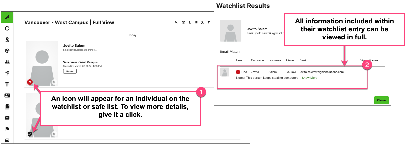 How Do I Add A Person To The Watchlist or Safe List?